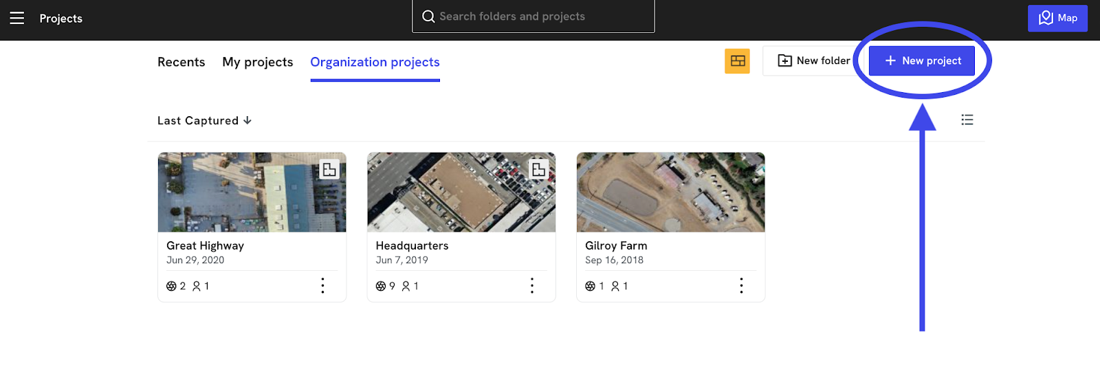 Creating a new project in the web app – DroneDeploy