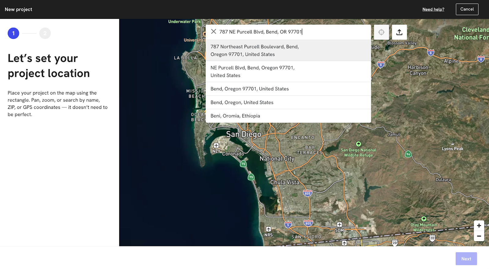Creating a new project in the web app – DroneDeploy